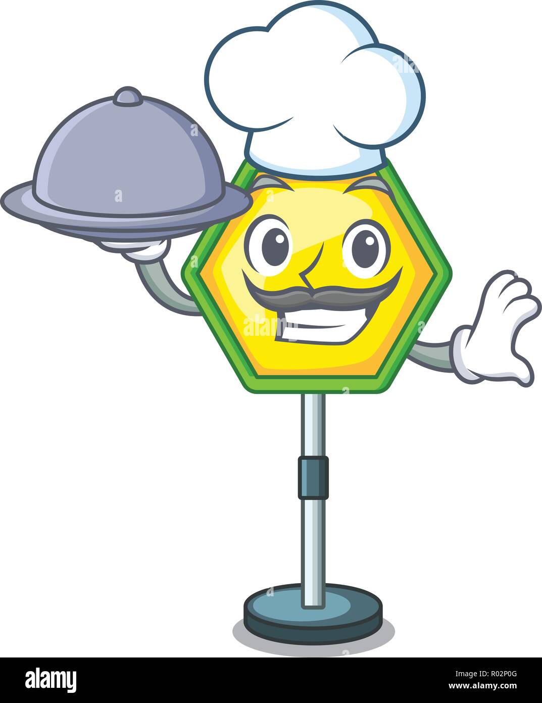 Chef with food road traffic sign on the cartoon Stock Vector Image ...