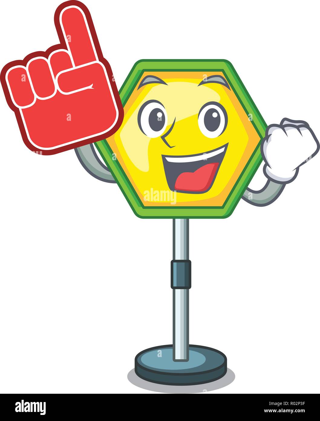 Foam finger traffic sign isolated on the mascot Stock Vector Image ...