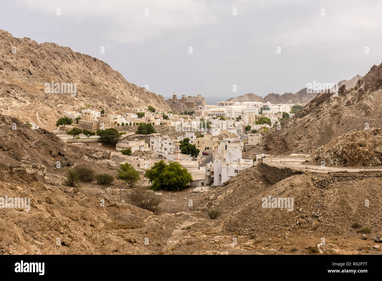 The whitewashed buildings of Old Muscat, the original historic centre ...