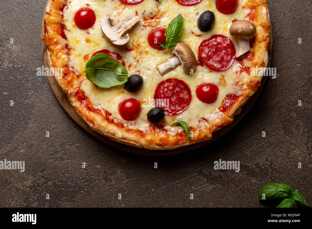 Pepperoni top view hi-res stock photography and images - Alamy