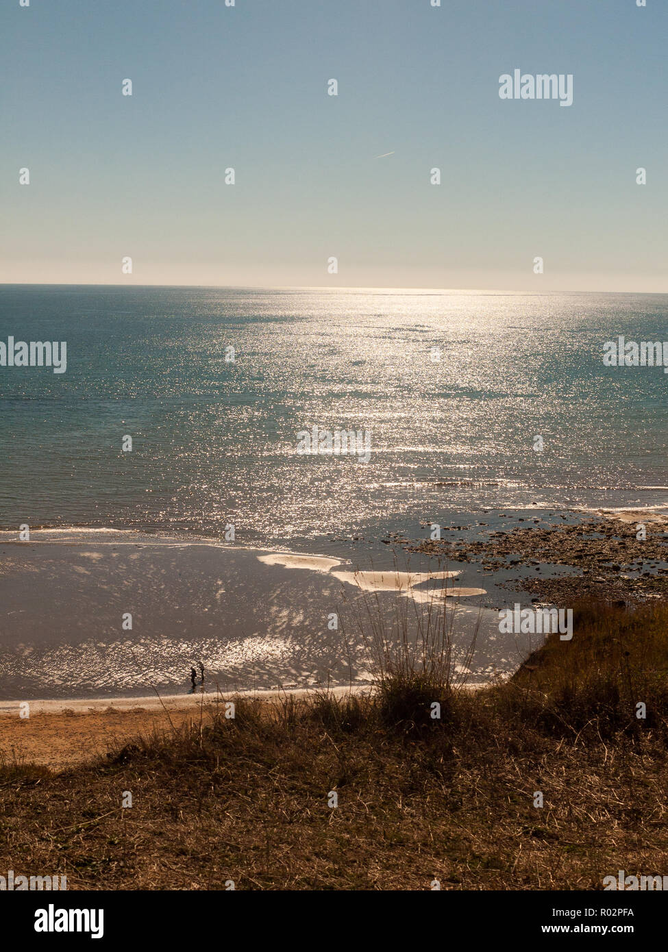 beautiful blue ocean water landscape light reflecting summer sun day ...