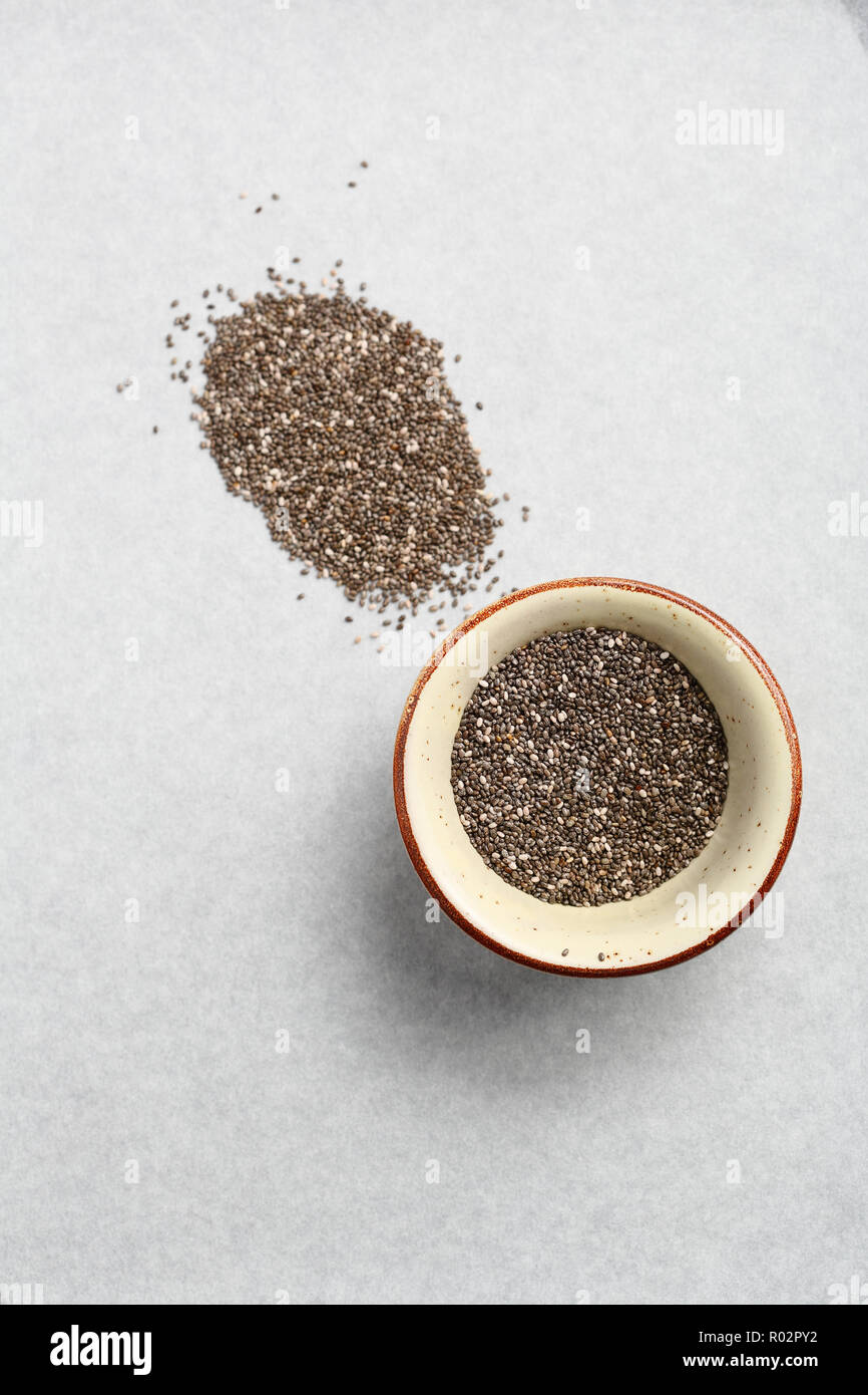Raw chia seeds top view Stock Photo - Alamy