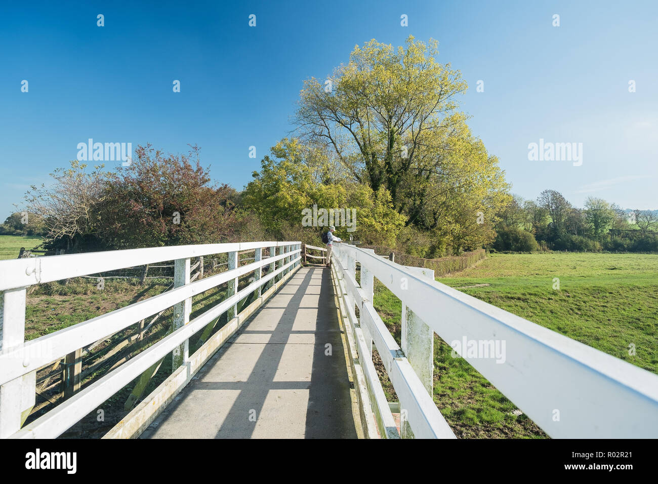 Bridge over the River Cuckmere, South Downs way, Alfriston, East Sussex ...