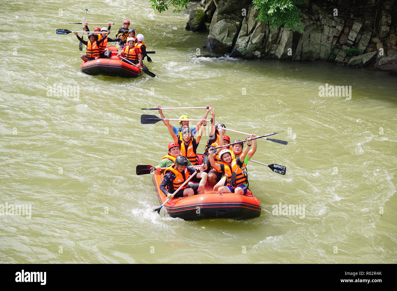 Kiulu Sabah Malaysia - Jan 28, 2018.Group of adventurer doing white ...
