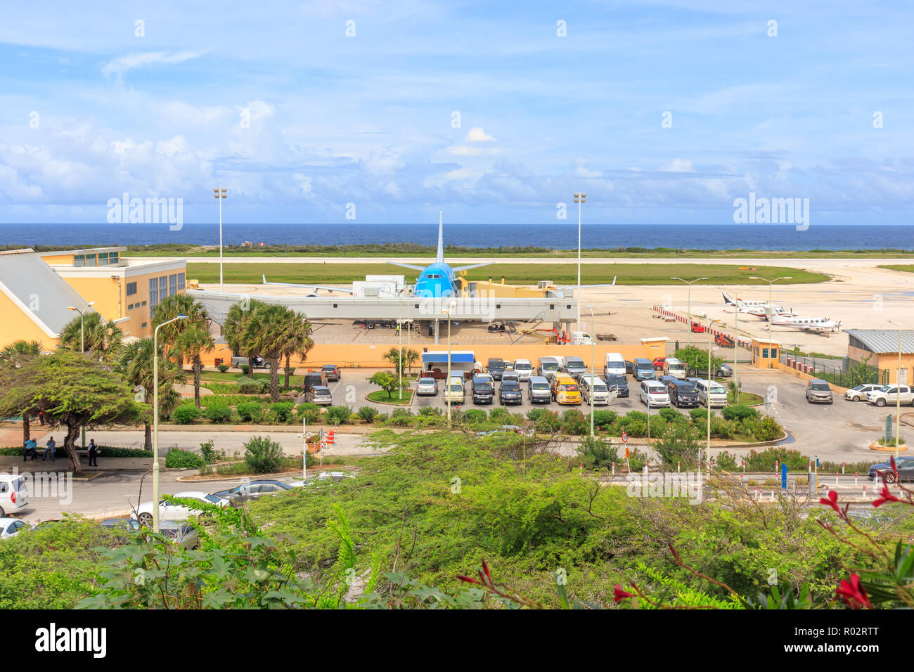 View of KLM Boeing 747 Plane At Curacao International Airport Stock ...