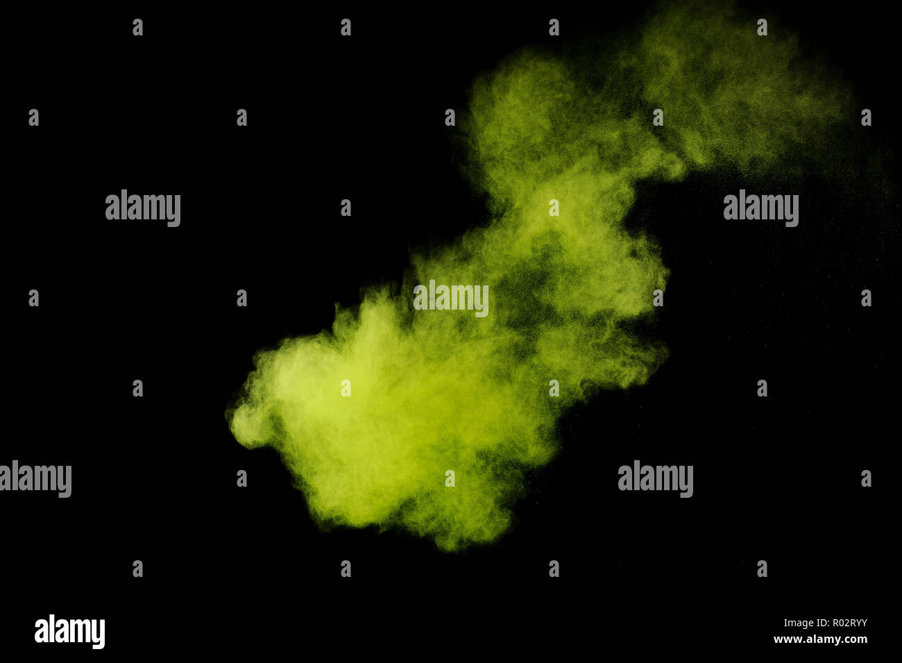 Light green powder explosion on black background. Colored powder cloud ...