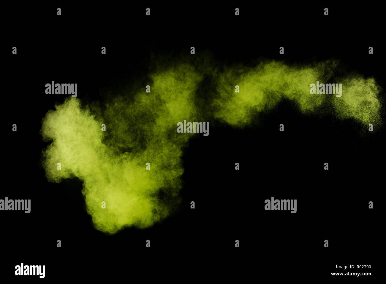Light green powder explosion on black background. Colored powder cloud ...