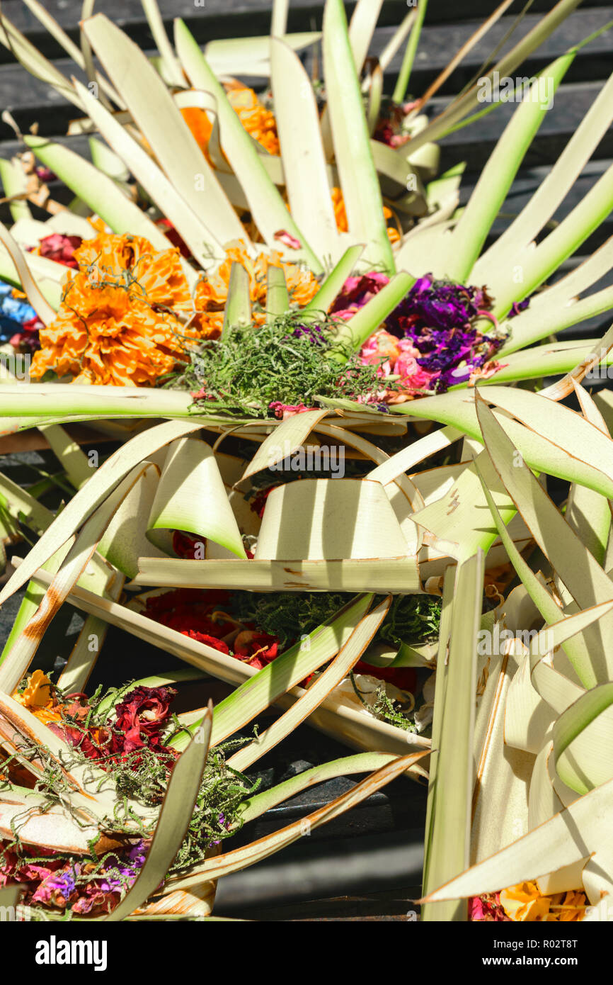 Offering to Hindu Gods in Bali island which called Canang and made from ...