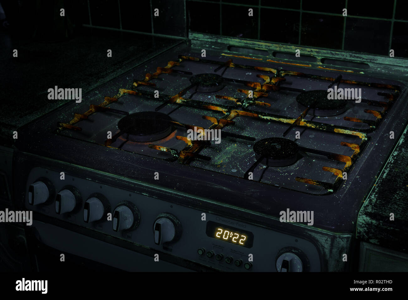 What at first glance a clean gas cooker reveals dirt, splattered oil ...