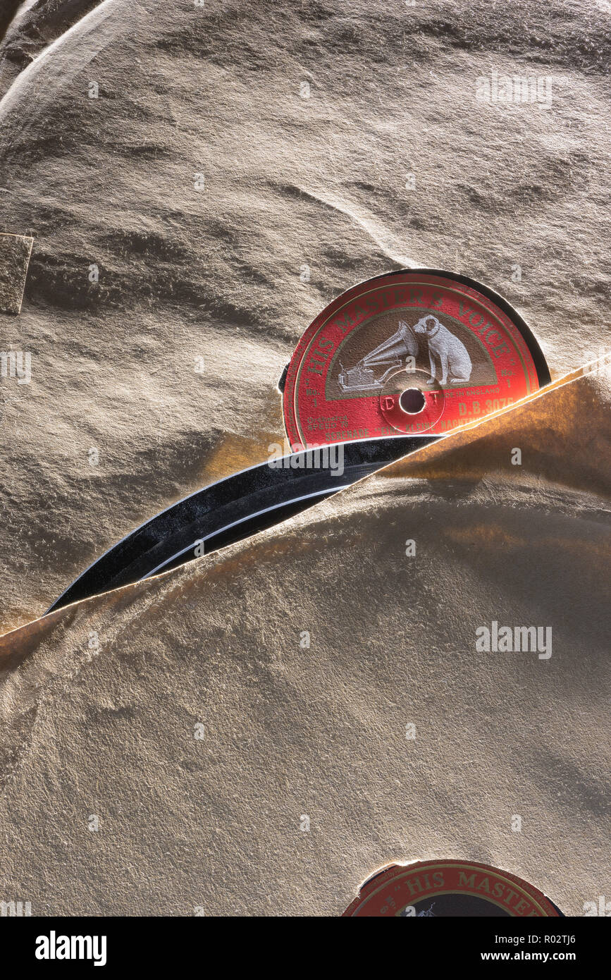 Old retro 12" gramophone 78 rpm record like black vinyl from brittle ...