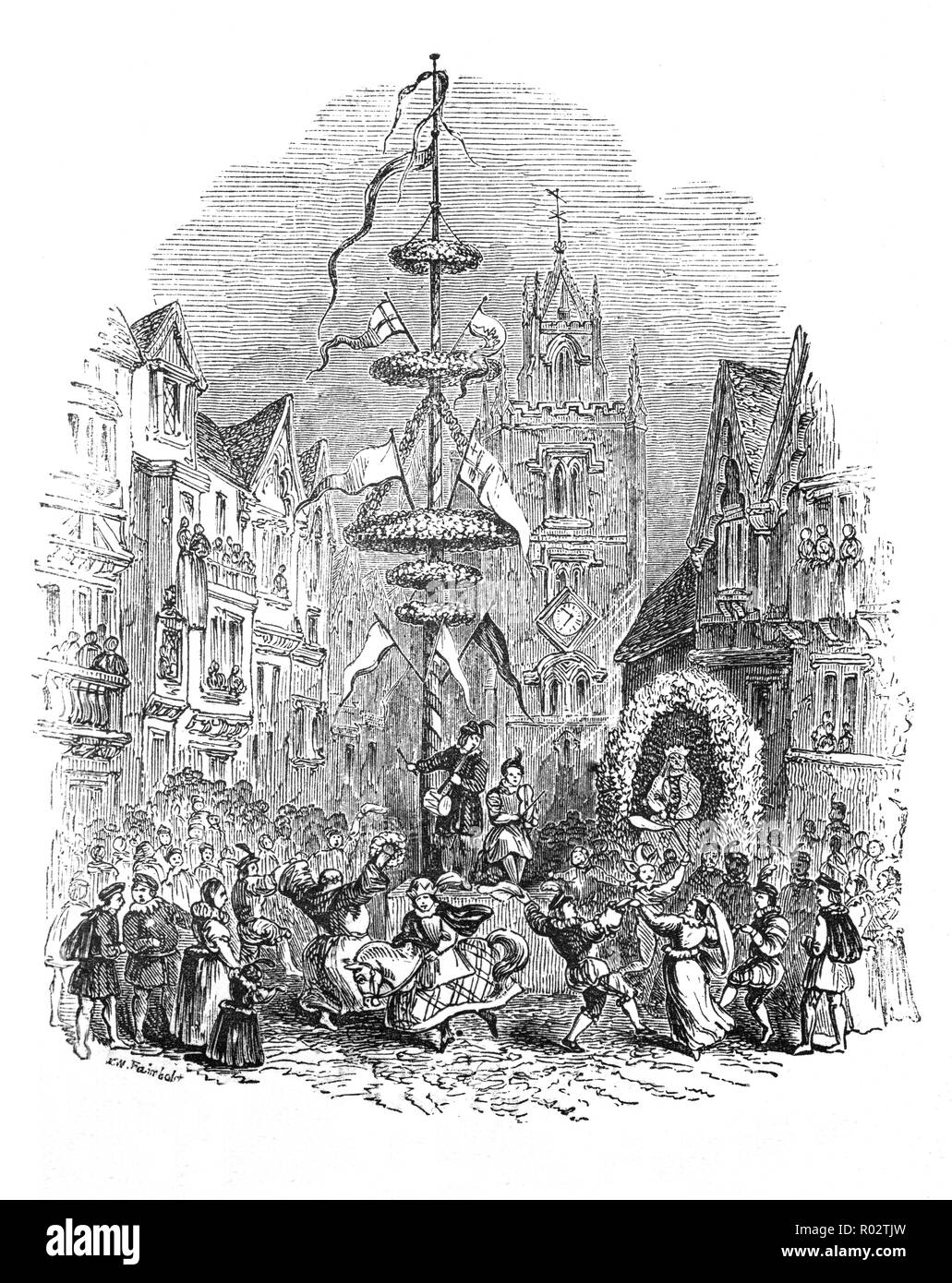 The May Pole outside St Andrew Undershaft, a Church of England church ...