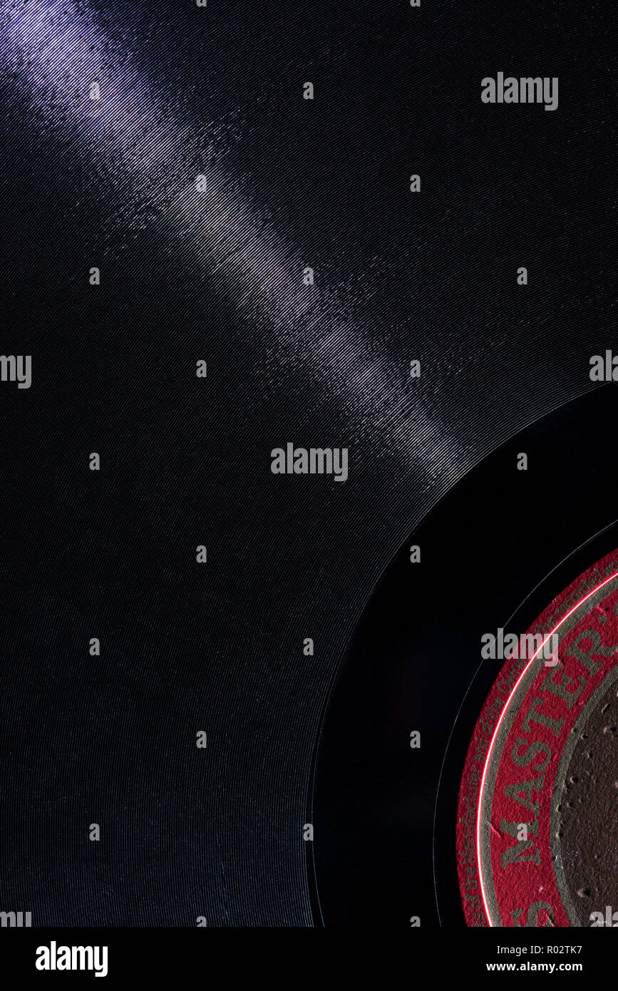 Old retro 12" gramophone 78 rpm record like black vinyl from brittle ...