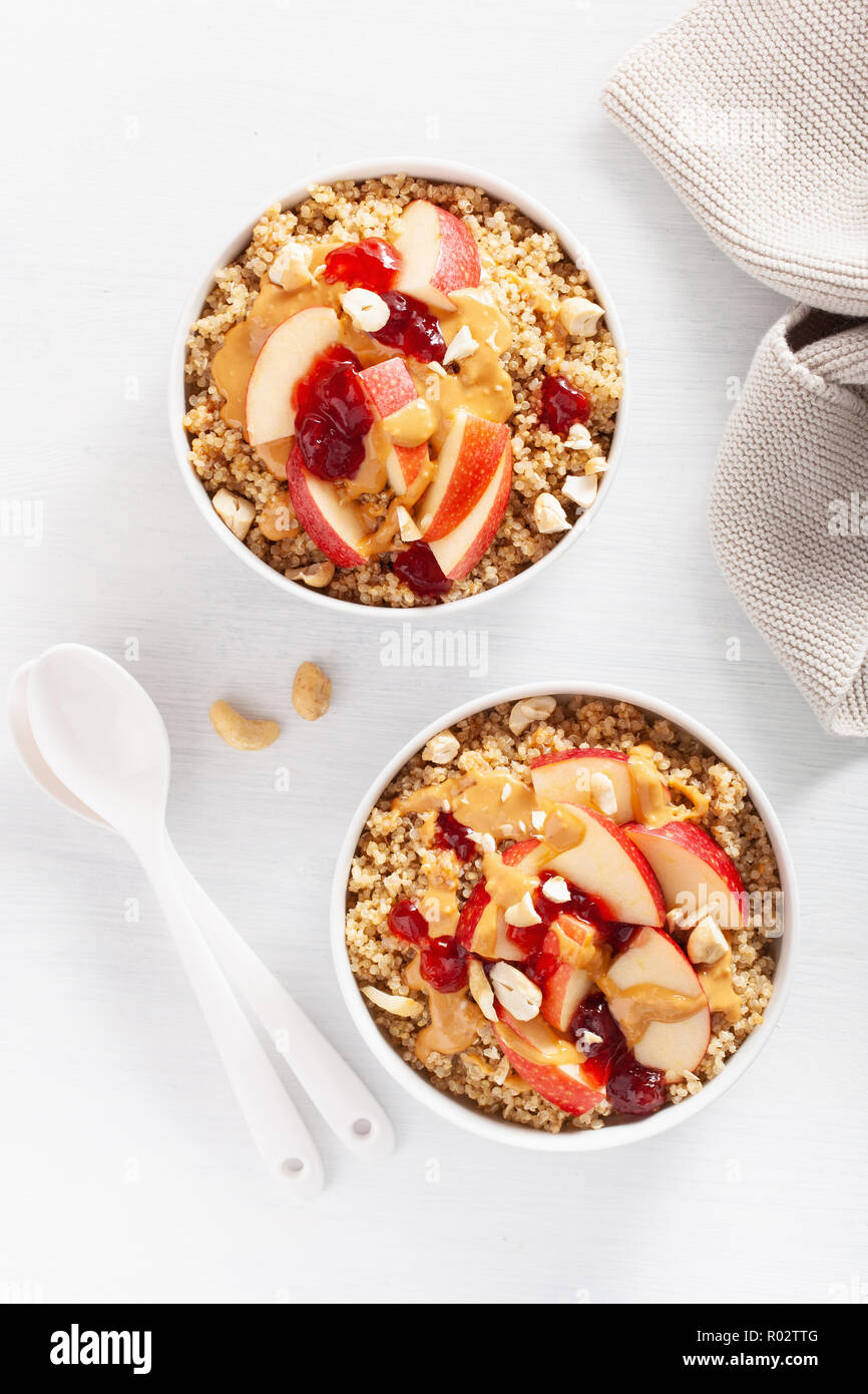 apple peanut butter quinoa bowl with jam and cashew for healthy ...