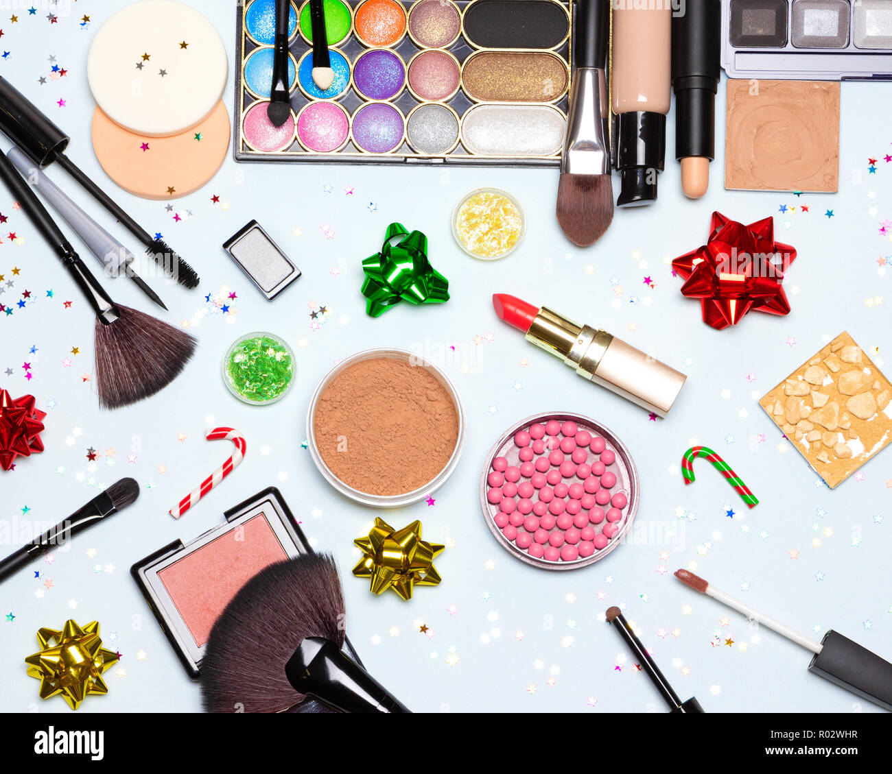 Christmas party glistening makeup. Bright sparkling New Year make-up ...