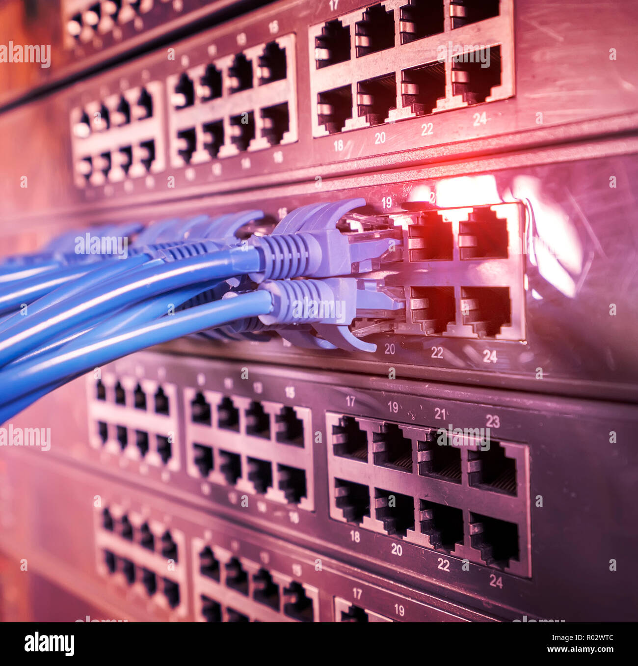 ethernet cable on network switches background Stock Photo - Alamy