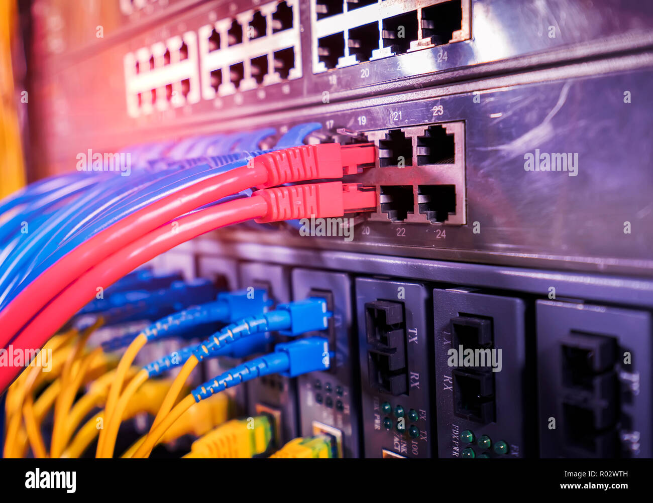 ethernet cable on network switches background Stock Photo - Alamy