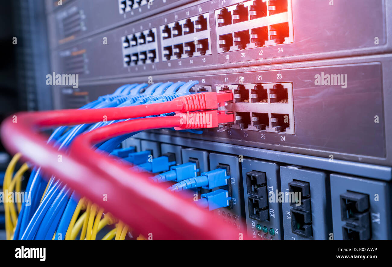 Information Technology Computer Network, Telecommunication Ethernet Cables Connected to Internet ...