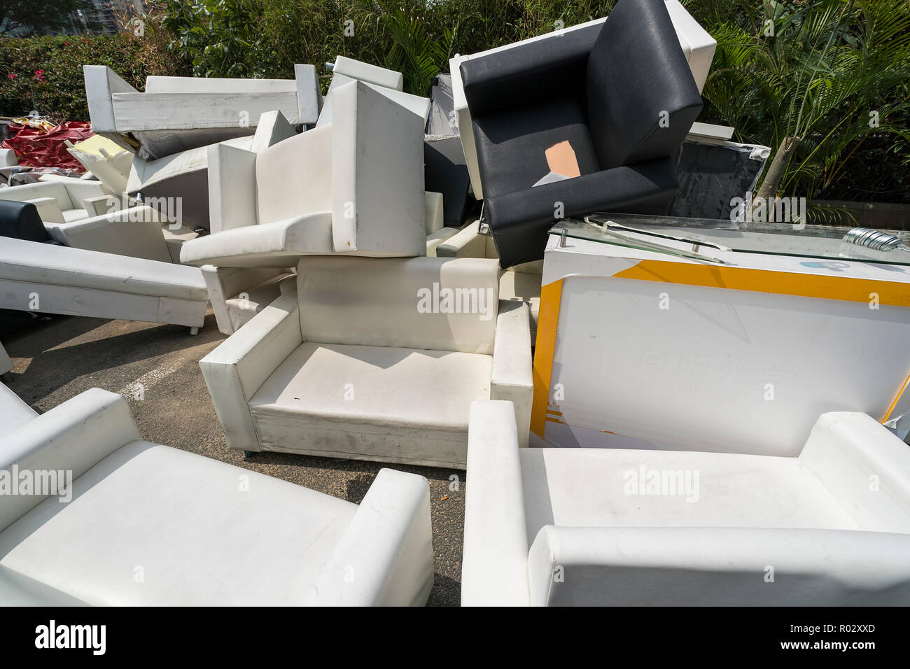 Big pile of old broken furniture Stock Photo - Alamy
