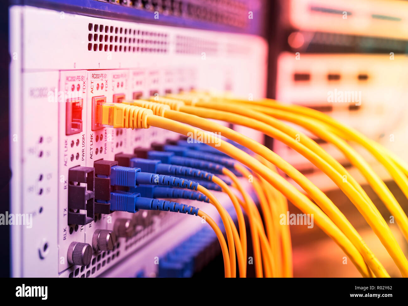 optical fibre information technology equipment in data center Stock ...