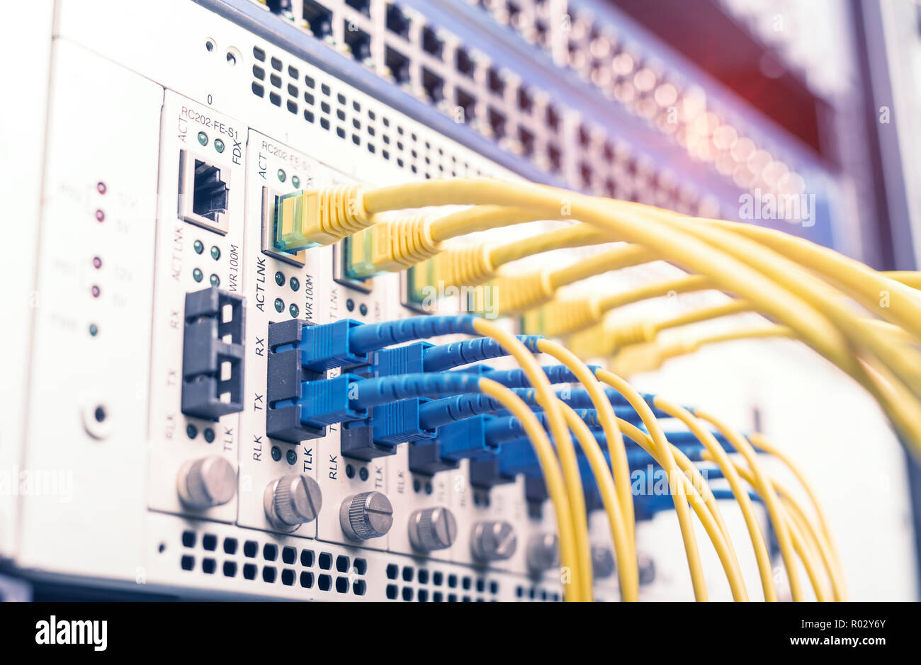 optical fibre information technology equipment in data center Stock ...