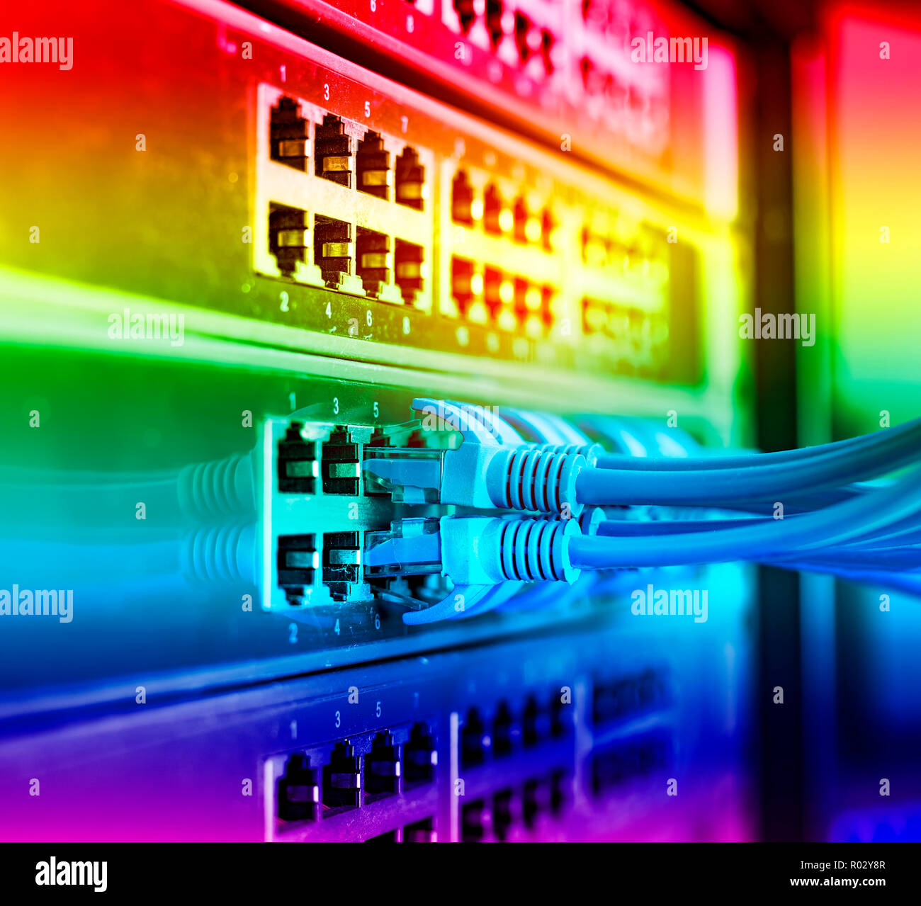 ethernet cable on network switches background Stock Photo - Alamy