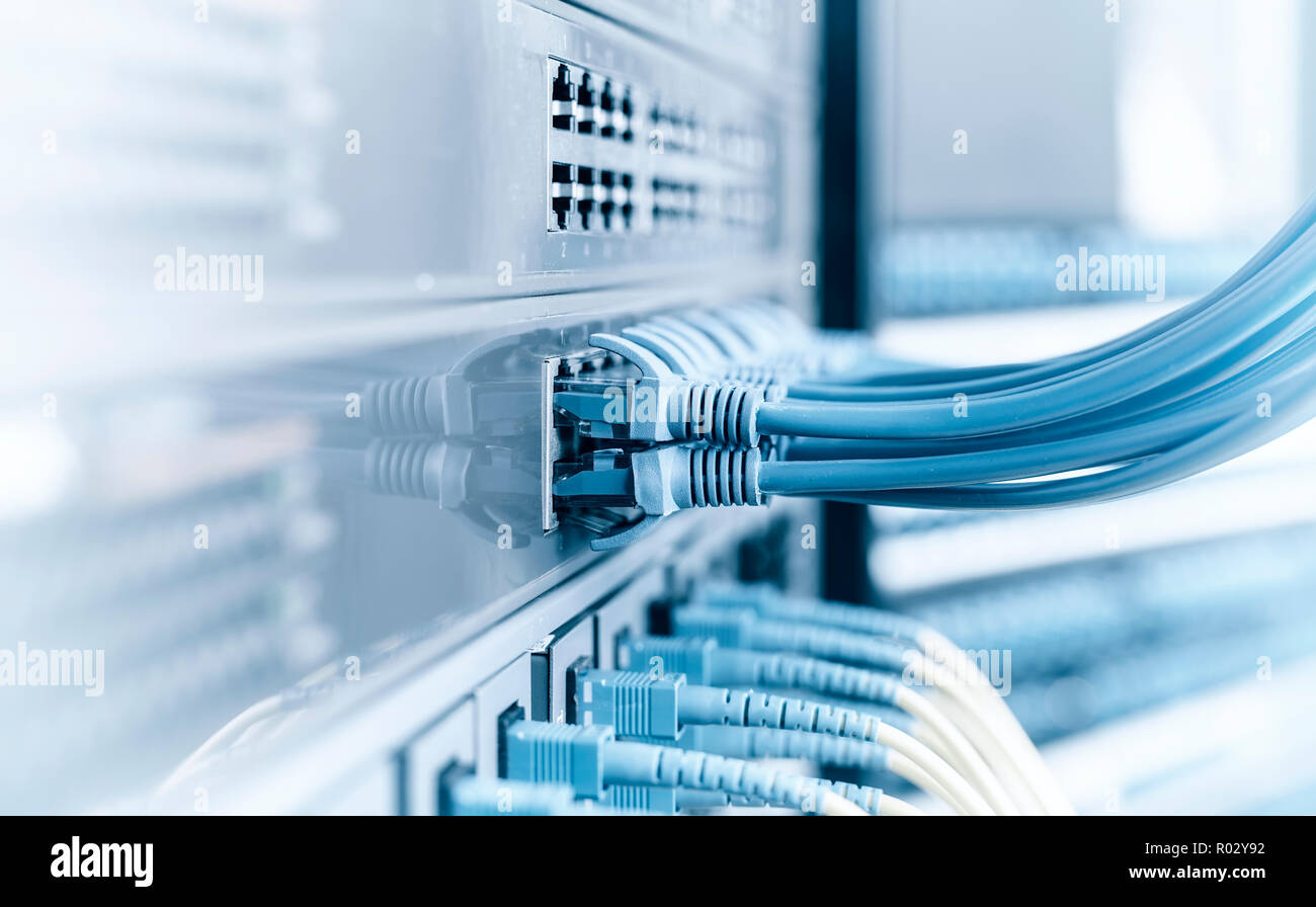 ethernet cable on network switches background Stock Photo - Alamy