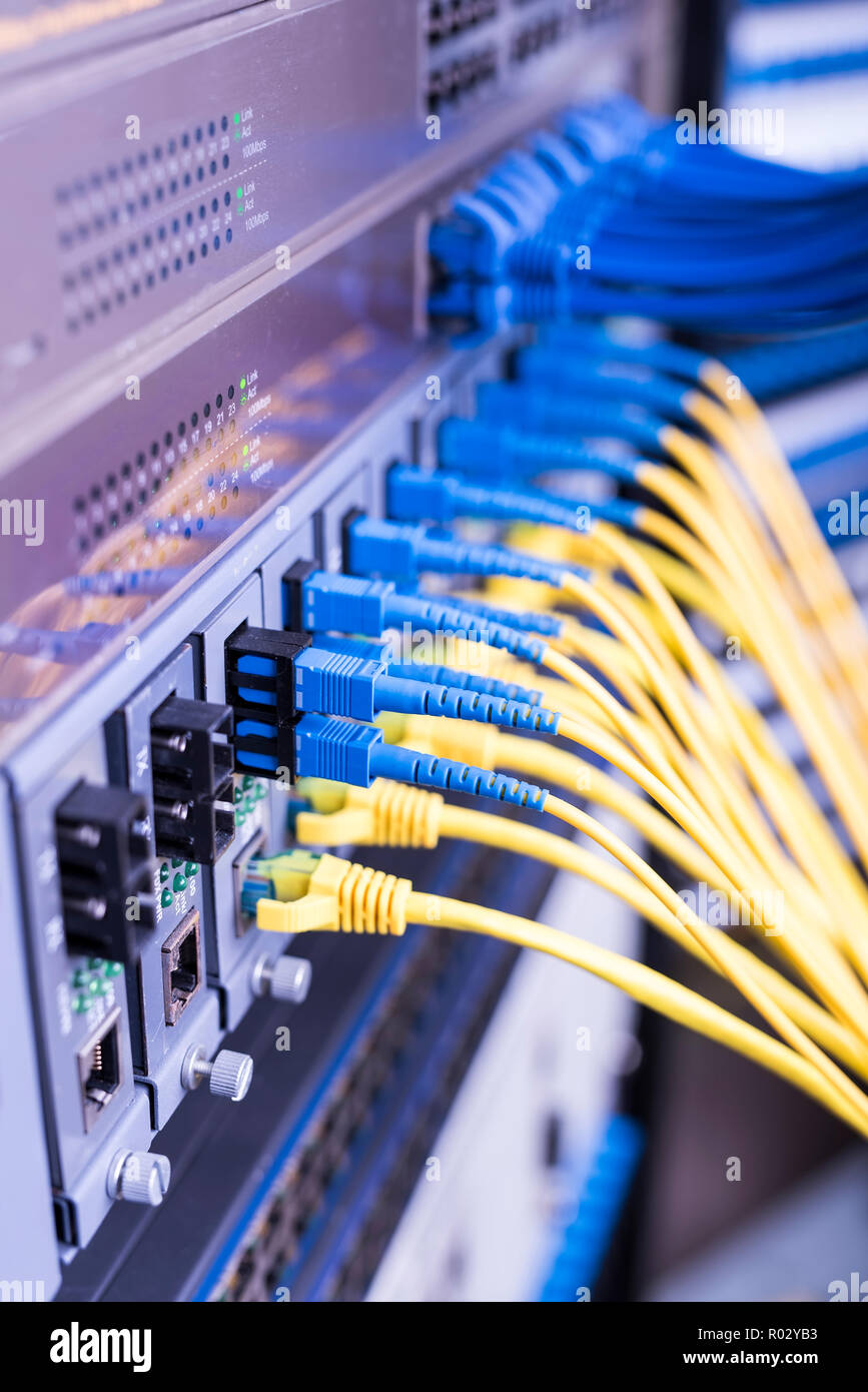 optical fibre information technology equipment in data center Stock ...