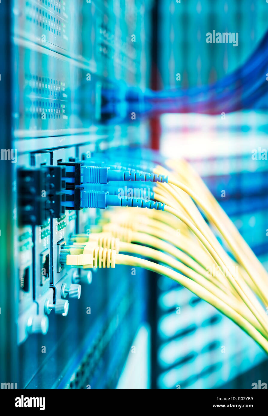 optical fibre information technology equipment in data center Stock ...