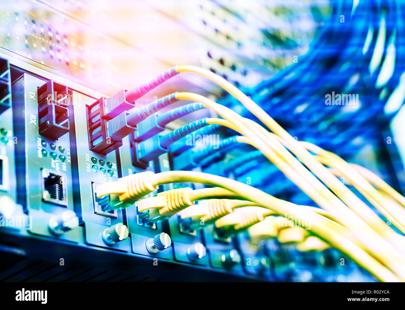 optical fibre information technology equipment in data center Stock ...