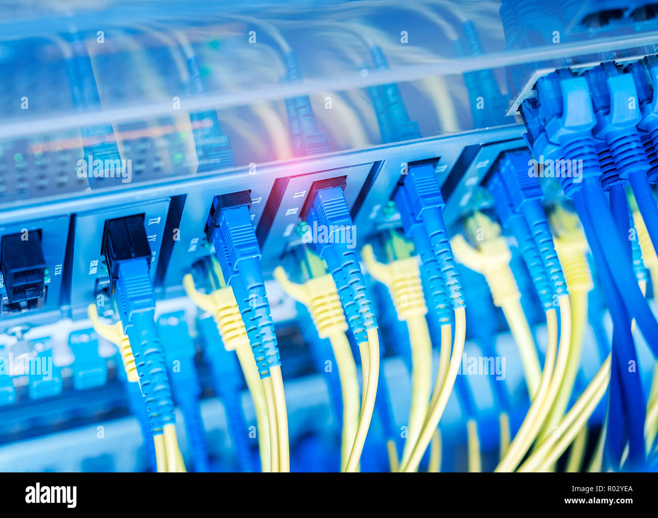 optical fibre information technology equipment in data center Stock ...