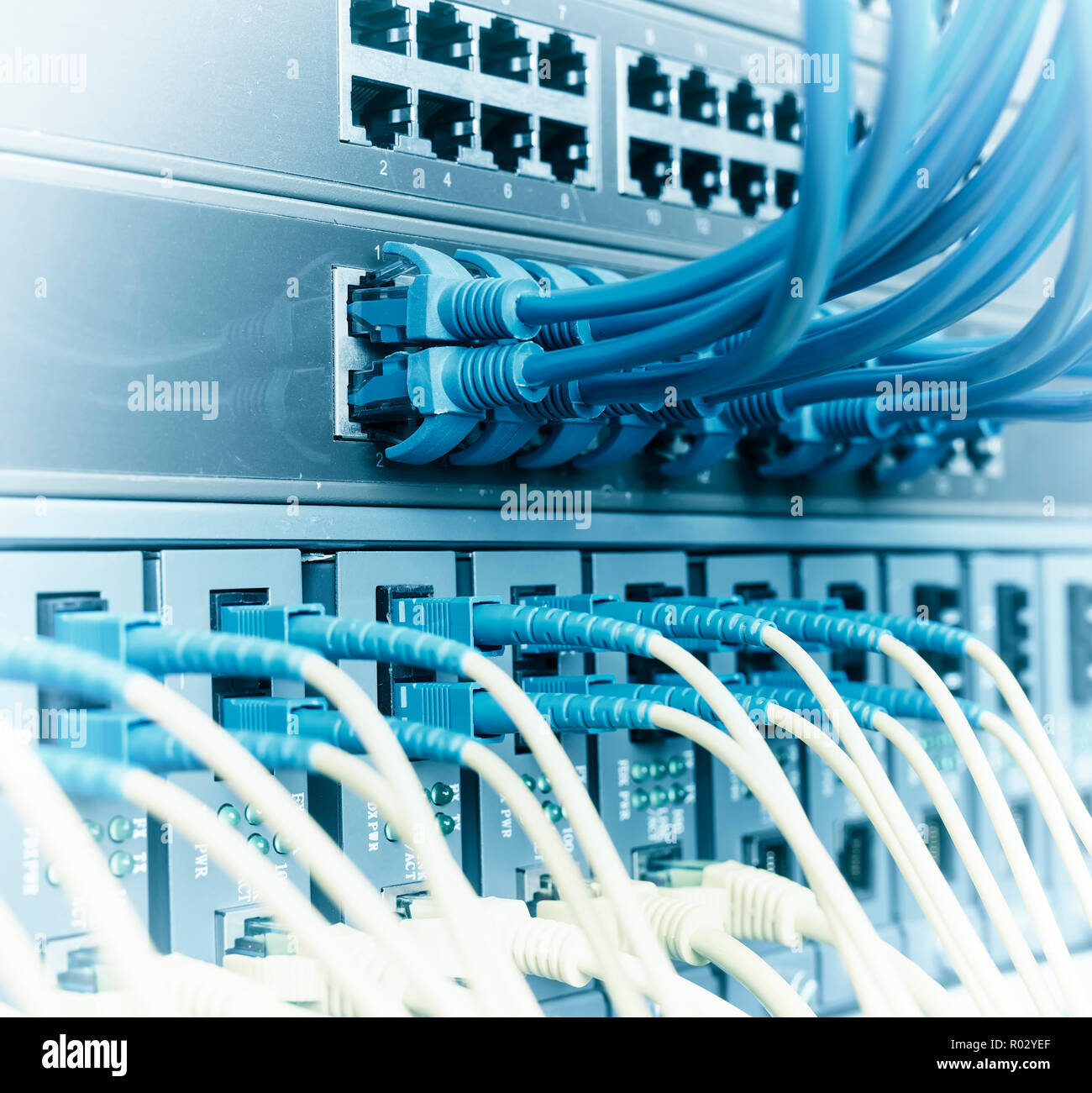 optical fibre information technology equipment in data center Stock ...