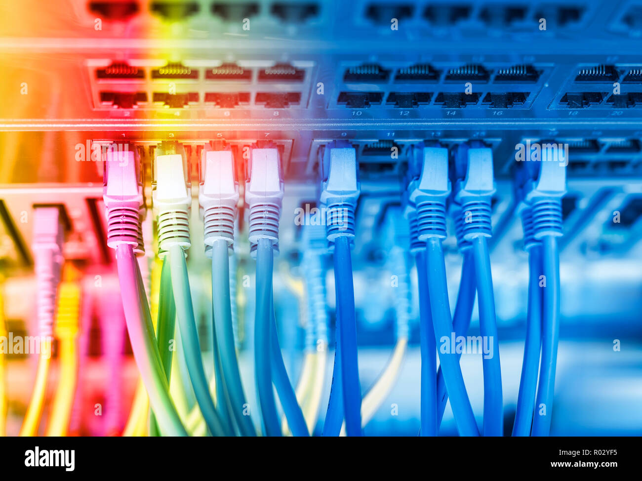 ethernet cable on network switches background Stock Photo - Alamy