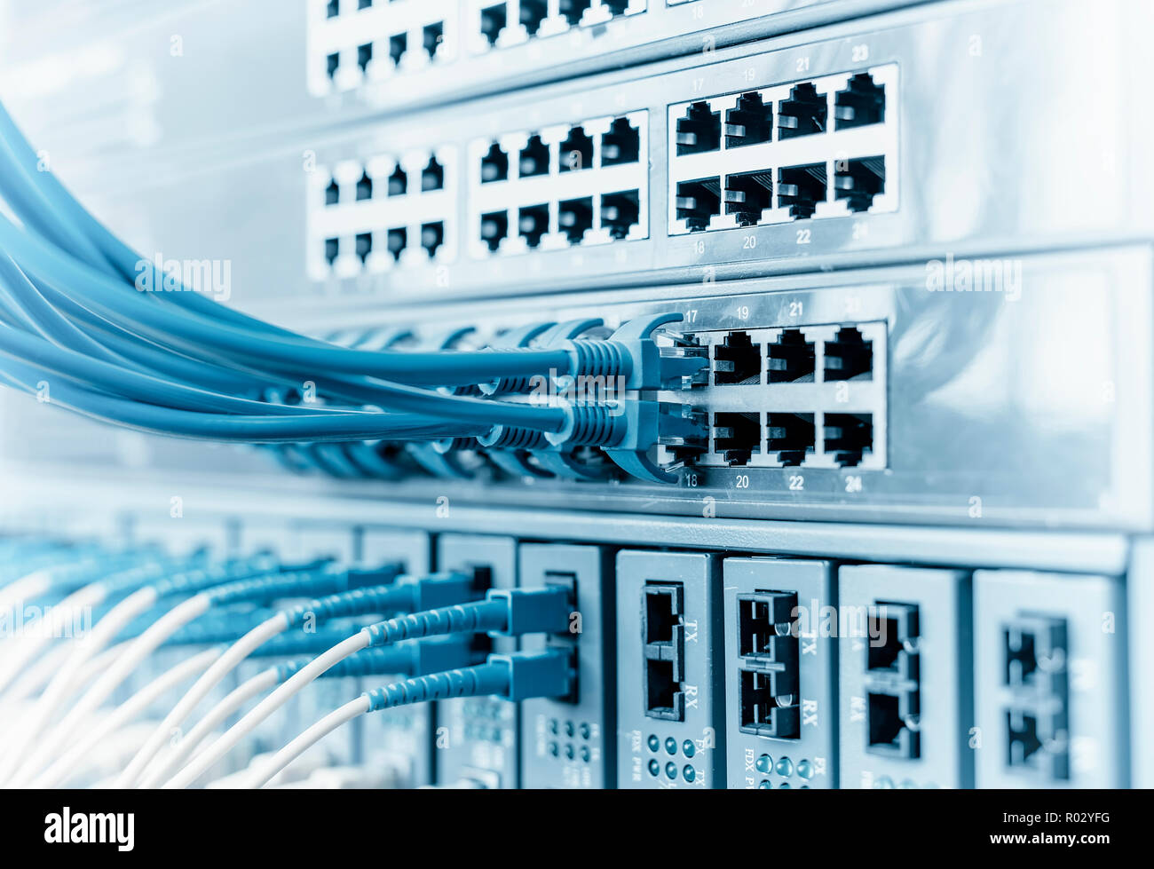 ethernet cable on network switches background Stock Photo - Alamy