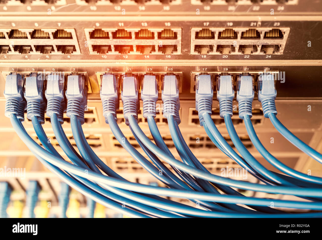 ethernet cable on network switches background Stock Photo - Alamy