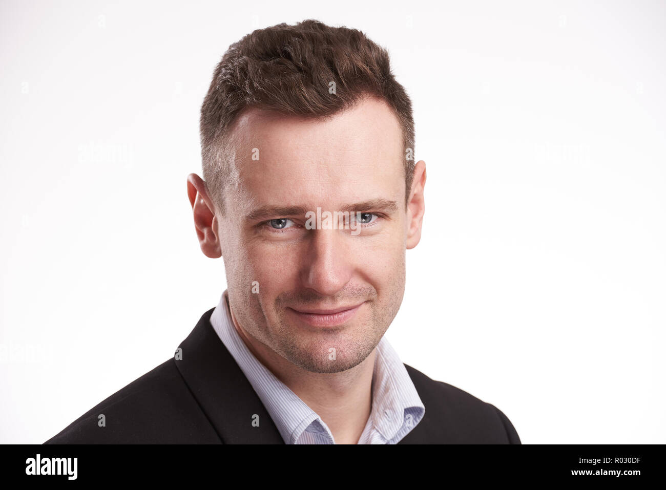 Man white background looking up hi-res stock photography and images - Alamy