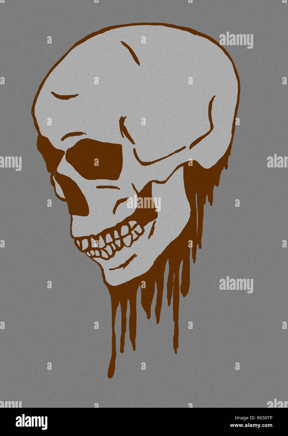 Bleeding skull head vintage Stock Photo - Alamy