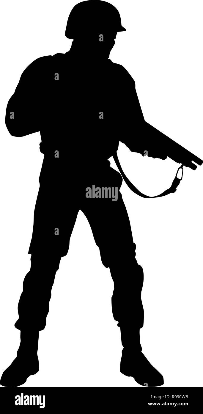 Armed police riot squad fighter vector silhouette Stock Vector Image ...