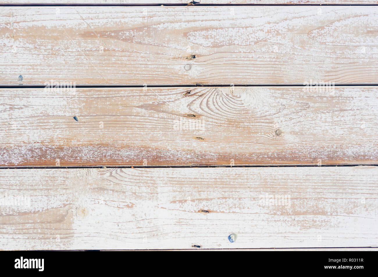 the texture of the painted shabby wooden flooring made of boards, close ...