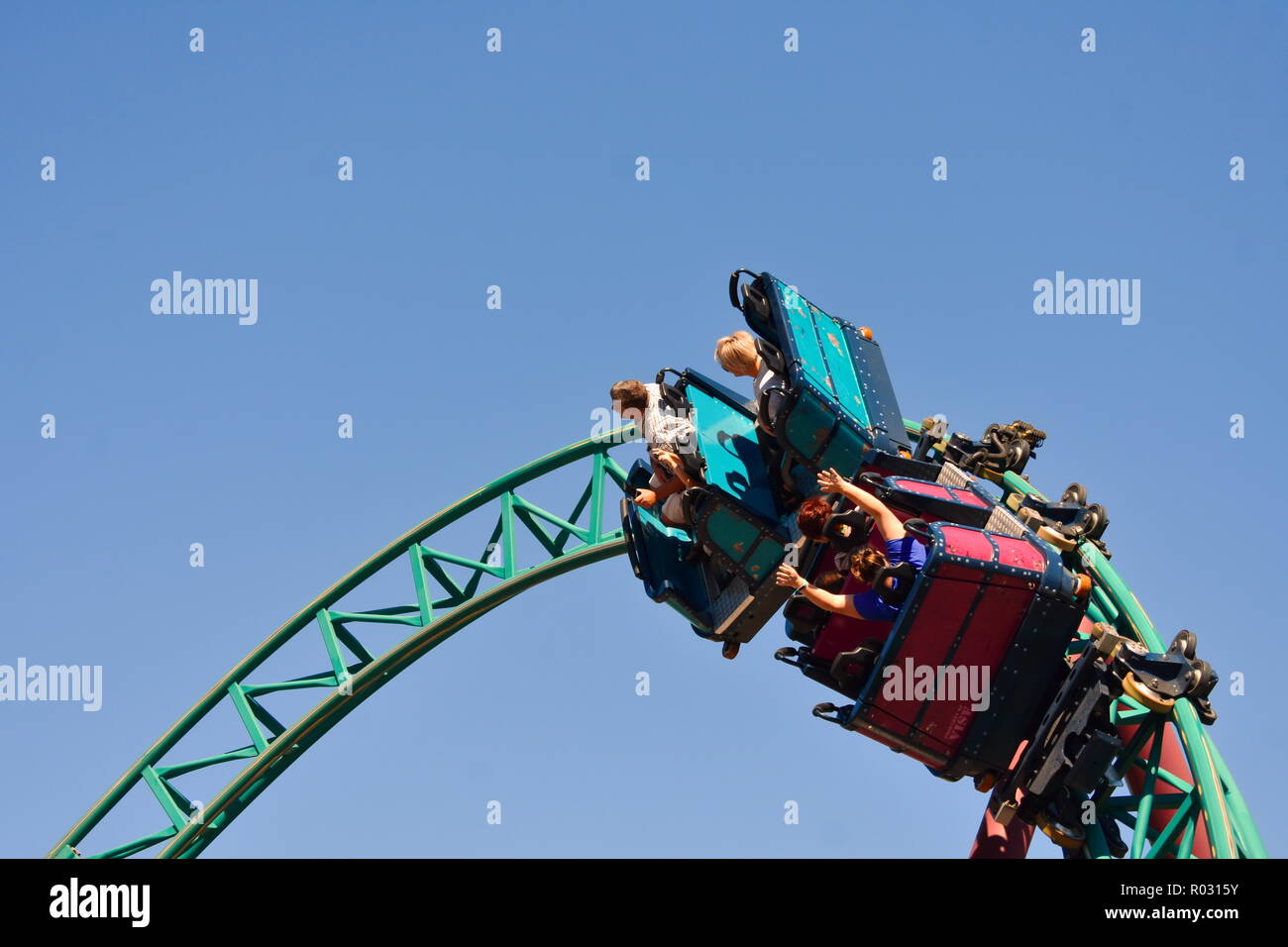 Tampa, Florida. October 25, 2018 People enjoying turns in Cobra's Curse ...