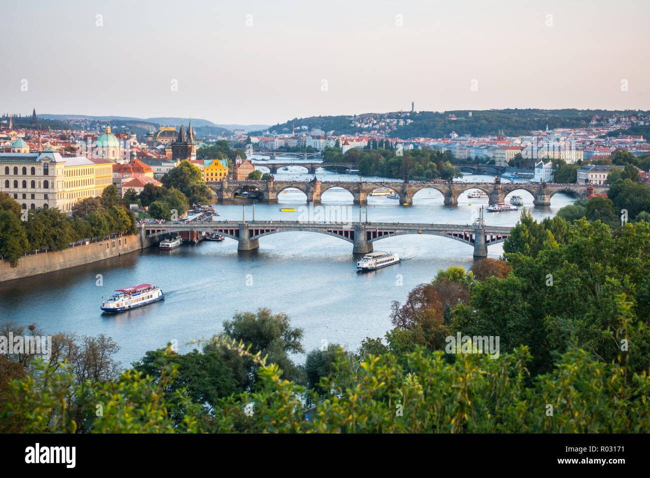 Bridges of Prague including the famous Charles Bridge, Czech Republic ...