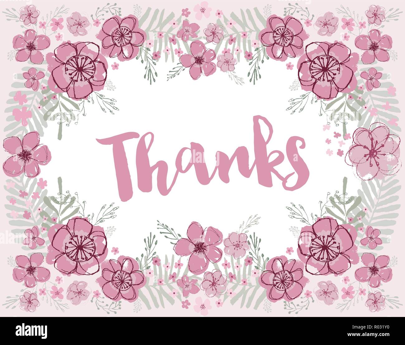 Thanks vector pink and burgundy florals with light aquamarine leaves ...