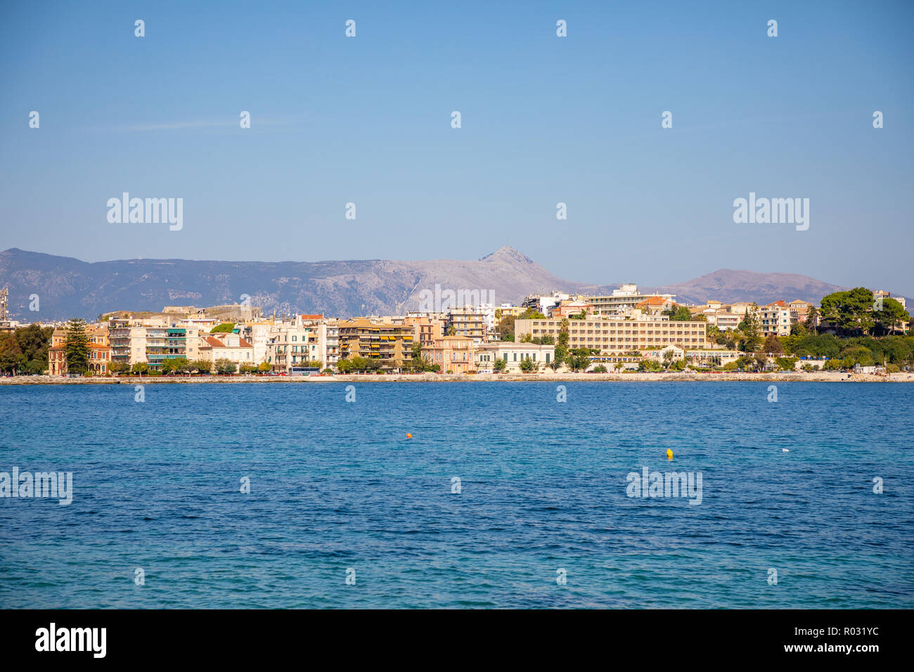Old Venetian fortress and Hellenic temple at Corfu, Ionian Islands ...