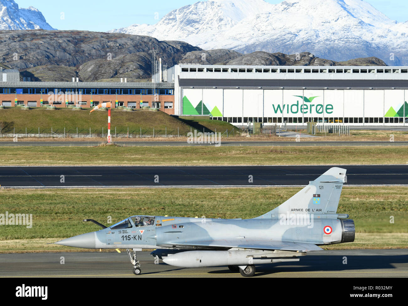 A French Air Force Mirage 2000C aircraft prepares to take off from Bodo ...