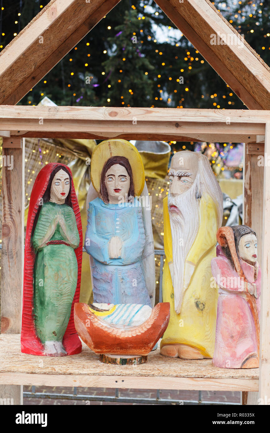 Representation of the birth of Christ. Ukraine, Lviv, January 11, 2018 ...