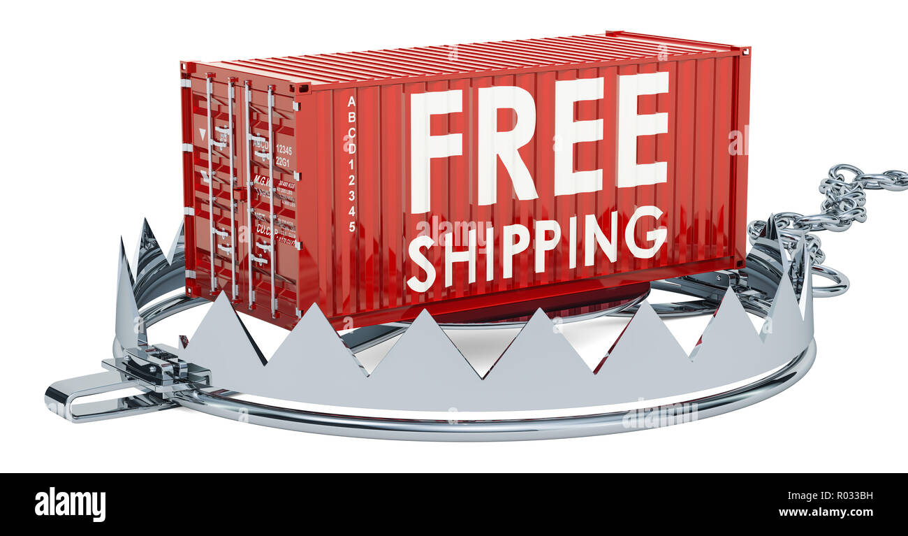 Trap with free shipping container, 3D rendering isolated on white ...