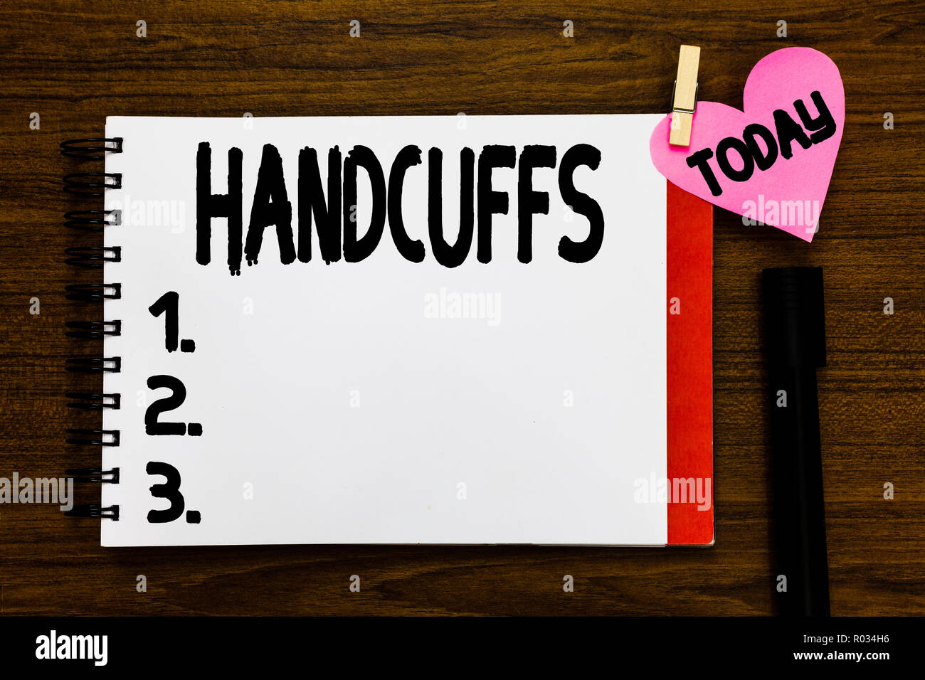 Conceptual hand writing showing Handcuffs. Business photo text Pair of ...
