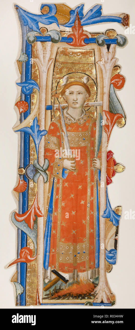 Lippo Vanni, Initial I: A Martyr Saint, 14th century, Tempera colors ...