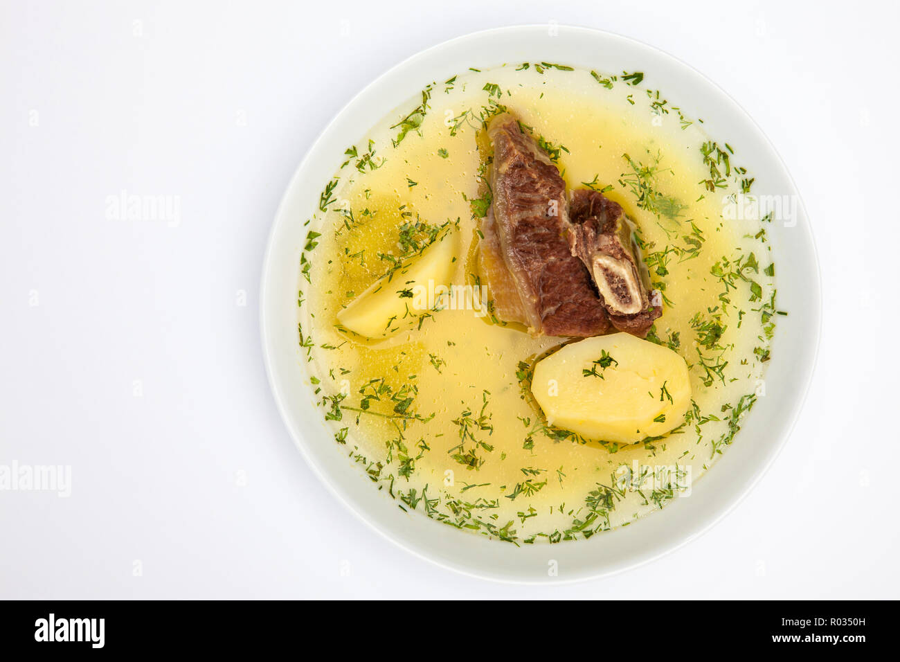 Traditional Colombian beef rib broth isolated on white background Stock ...