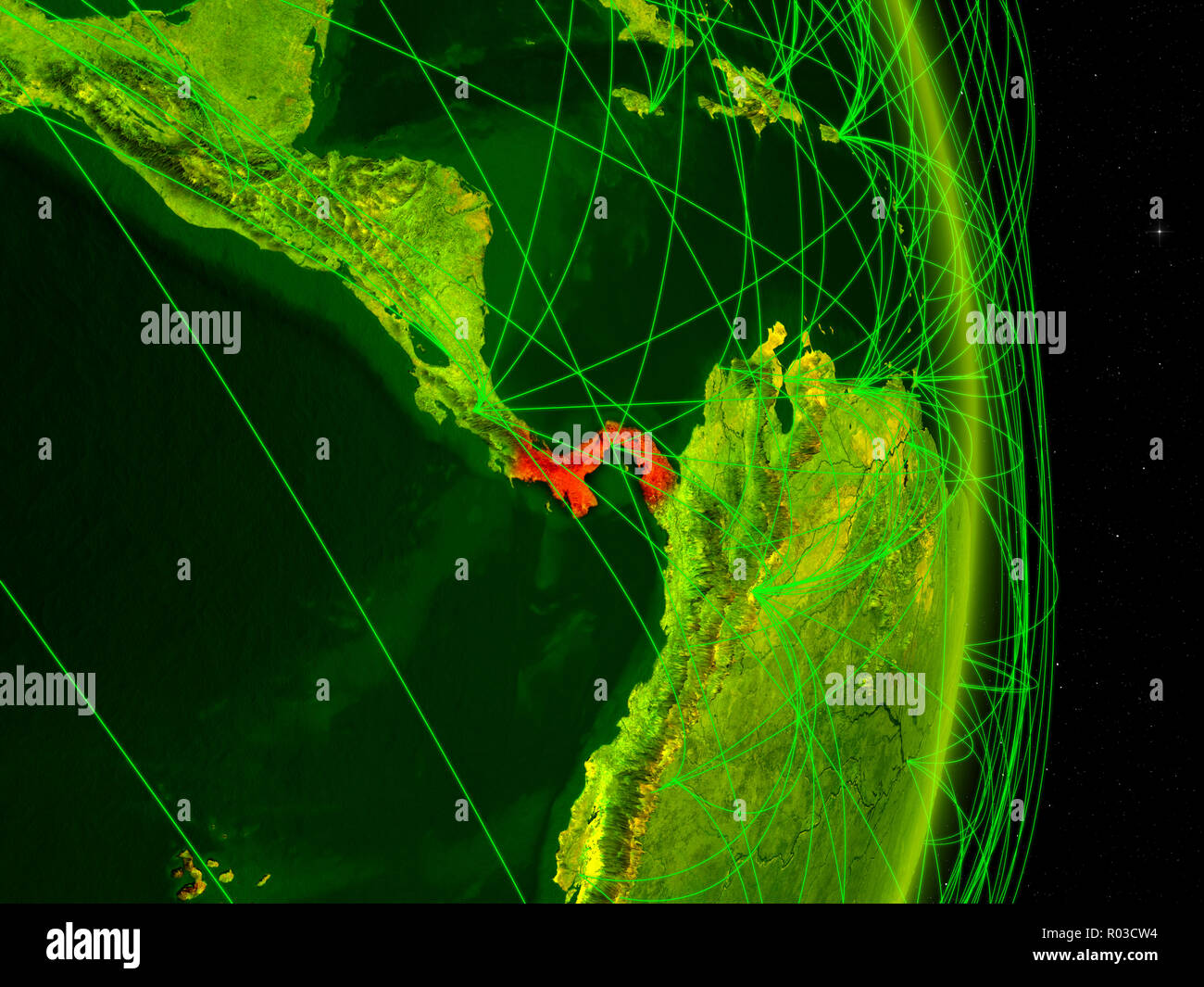 Panama on digital planet Earth with network. Concept of connectivity ...