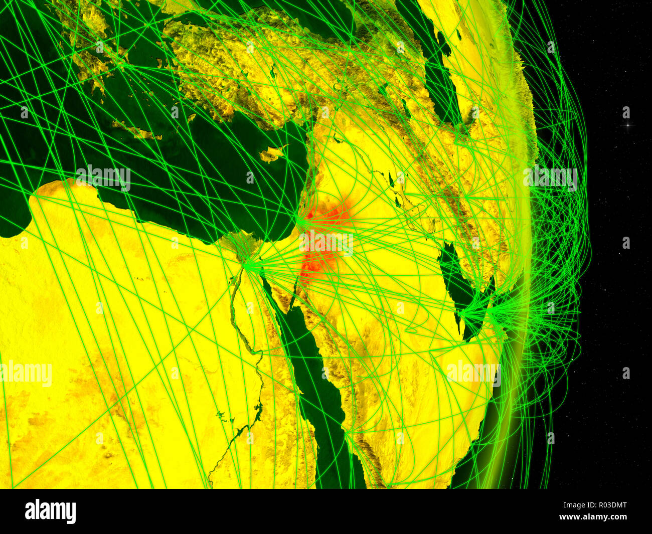 Jordan on digital planet Earth with network. Concept of connectivity ...